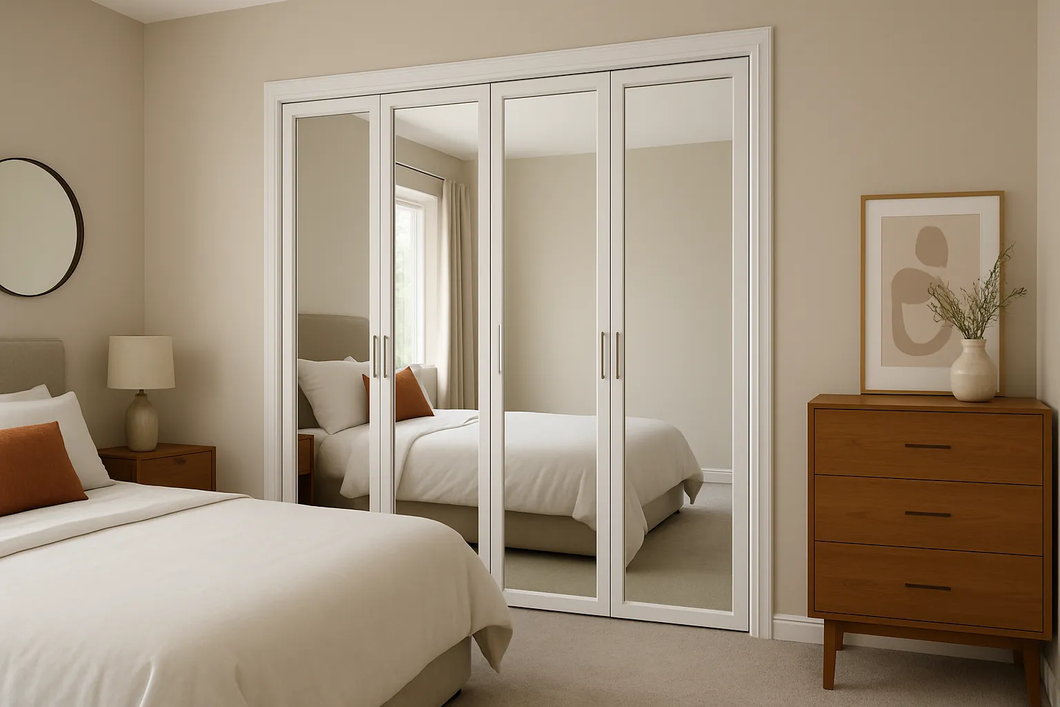 Space-Enhancing Mirrored Bifold Doors for Closets